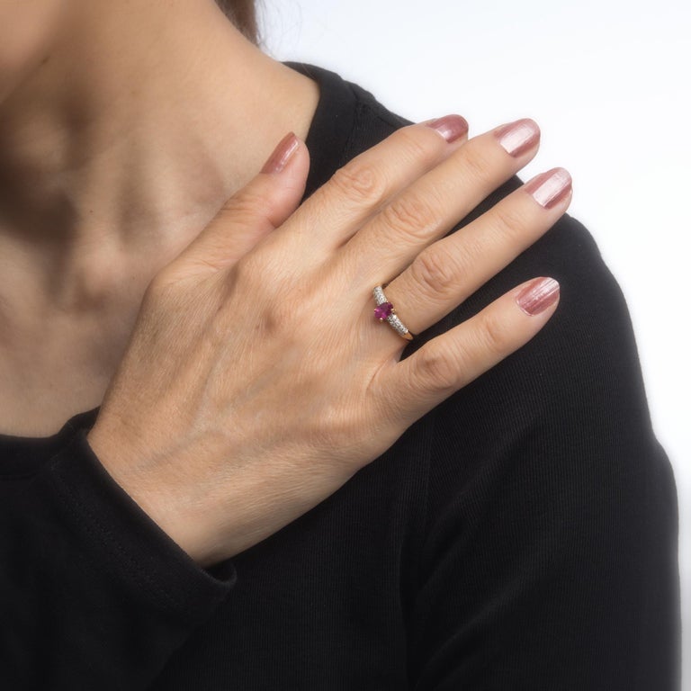 Ruby Diamond Stacking Ring Vintage 14 Karat Yellow Gold Estate Fine ...