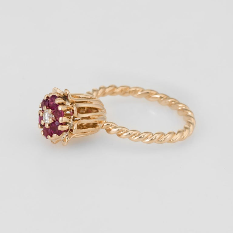 Ruby Diamond Tulip Stacking Ring Vintage 14 Karat Gold Estate Fine Jewelry at 1stDibs ...