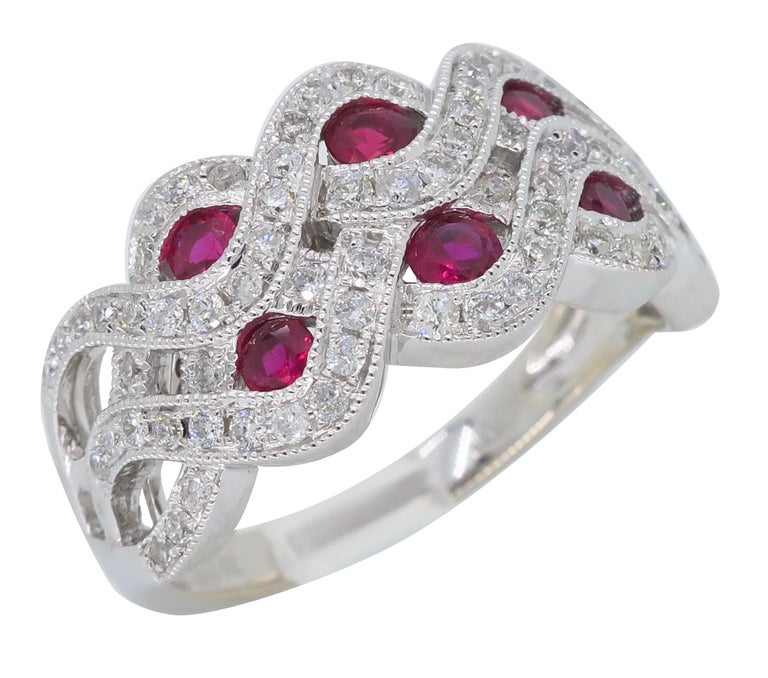 Ruby and Diamond Wave Ring at 1stDibs