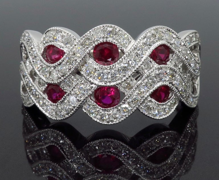 Ruby and Diamond Wave Ring at 1stDibs