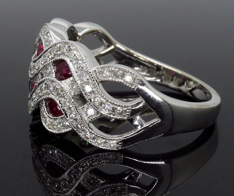 Ruby and Diamond Wave Ring at 1stDibs