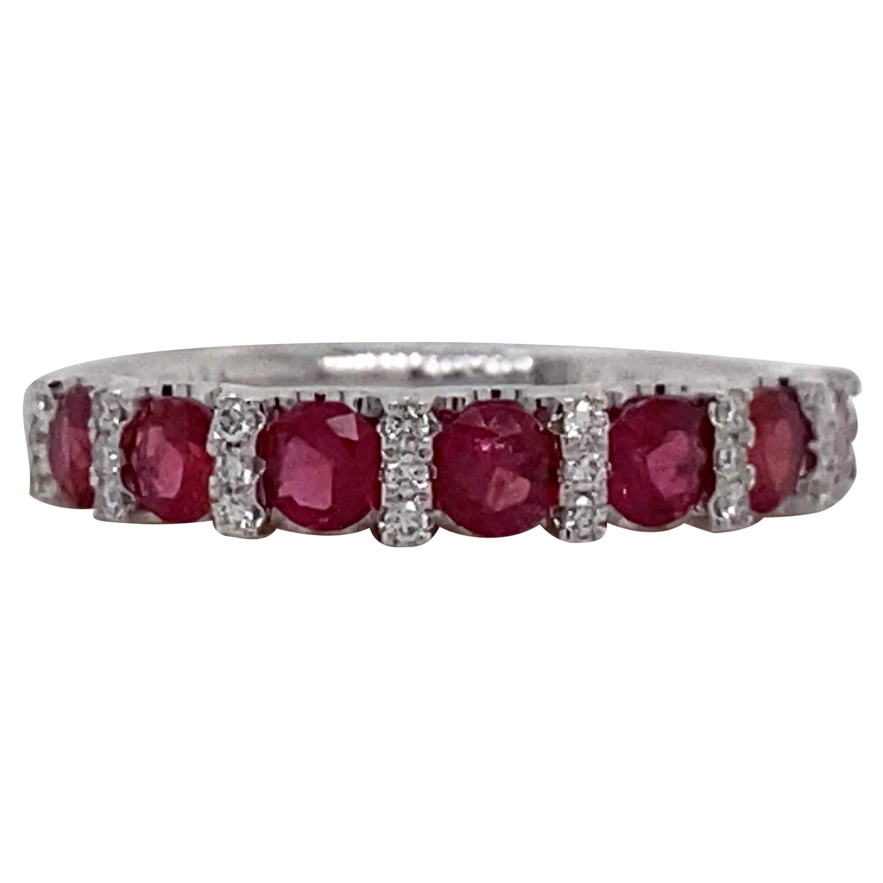 HARBOR D. Ruby Diamond Wedding Band 1.70 Carat 18 Karat White Gold For ...