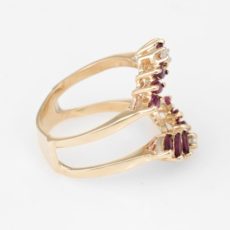 Ruby Diamond Wedding Ring Guard Wrap Vintage 14 Karat Gold Estate ...