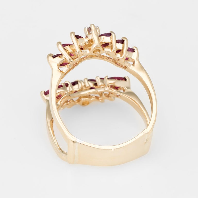 Ruby Diamond Wedding Ring Guard Wrap Vintage 14 Karat Gold Estate ...
