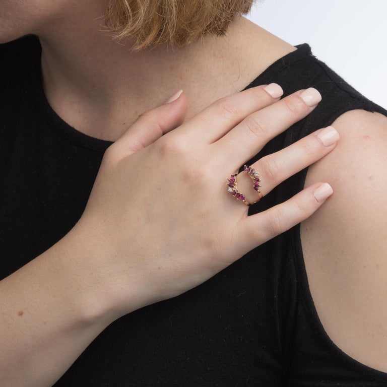 Ruby Diamond Wedding Ring Guard Wrap Vintage 14 Karat Gold Estate ...