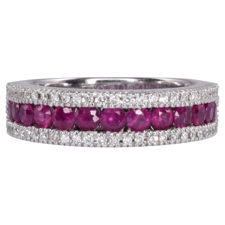 Ruby and Diamond White Gold Band For Sale at 1stDibs