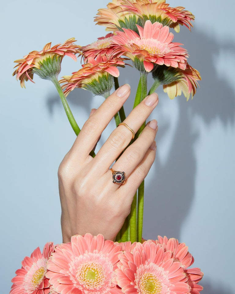 Ruby Diamonds Mira Ring in 18k yellow gold by Elie Top For Sale at 1stDibs