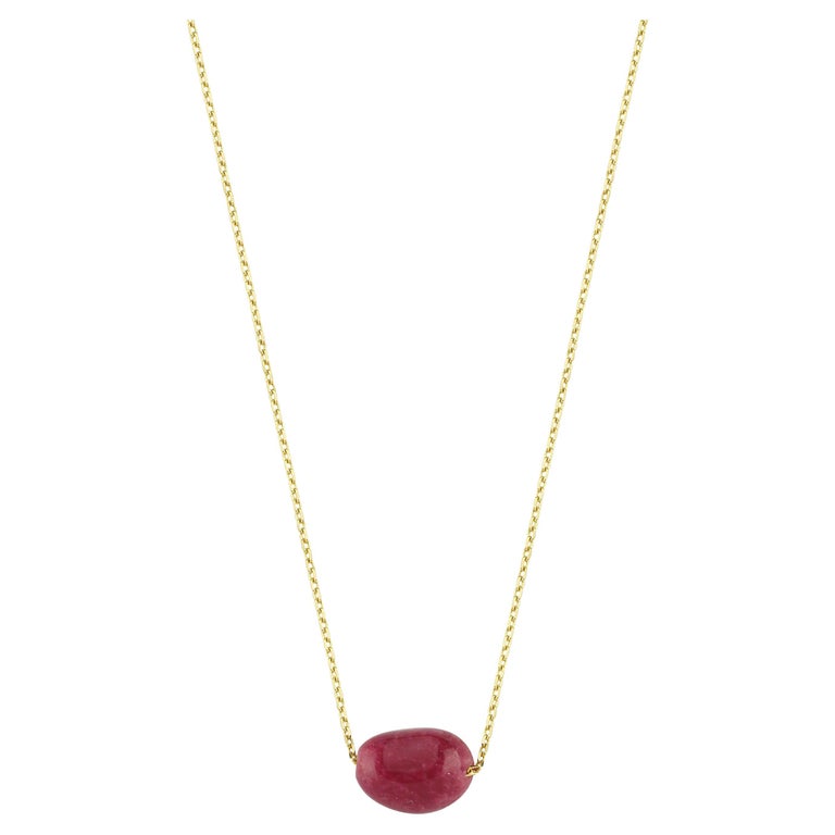 14k Gold Root Ruby Bead Necklace For Sale at 1stDibs
