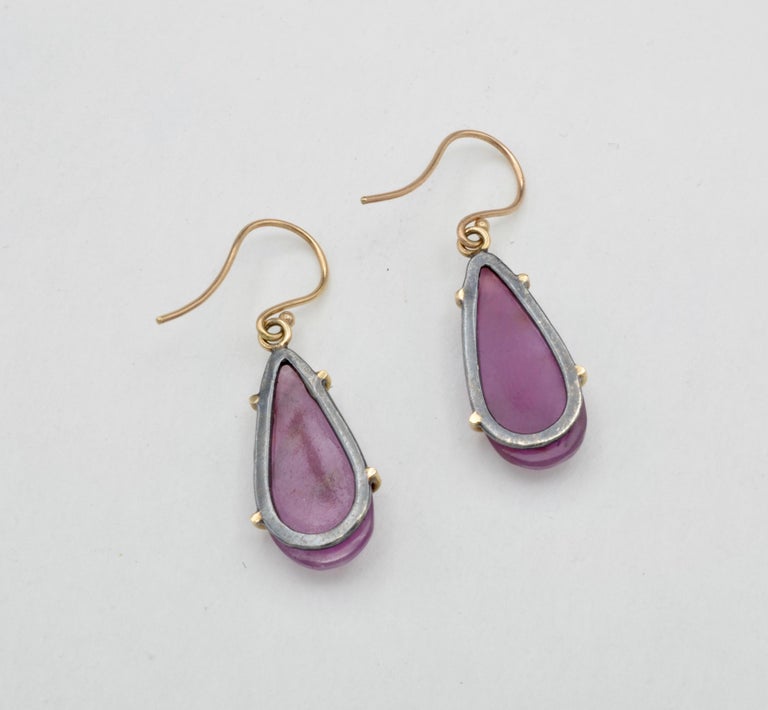 Ruby Drop Rose Cut Earring For Sale at 1stDibs