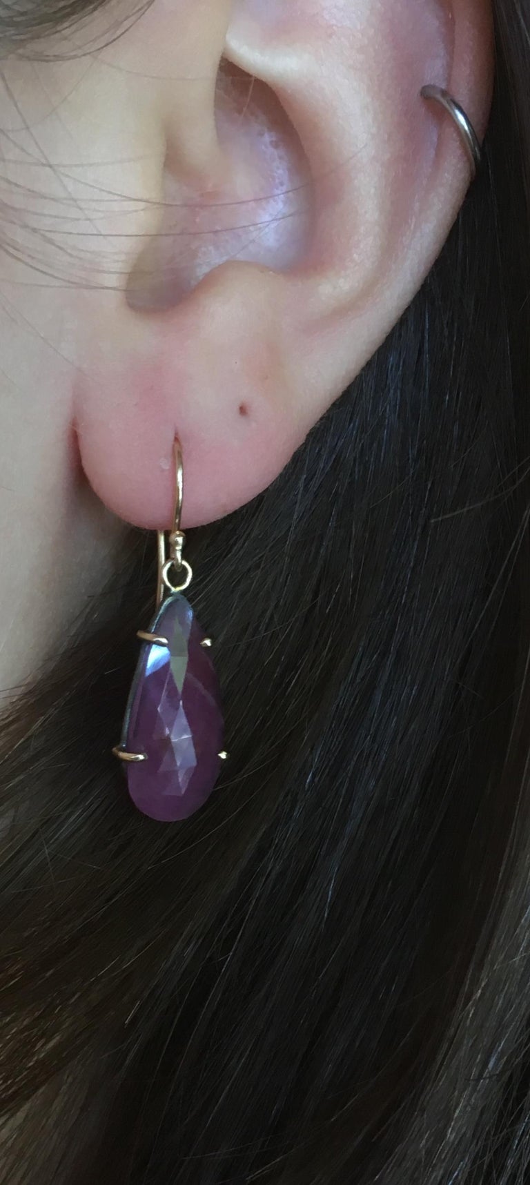 Ruby Drop Rose Cut Earring For Sale at 1stDibs