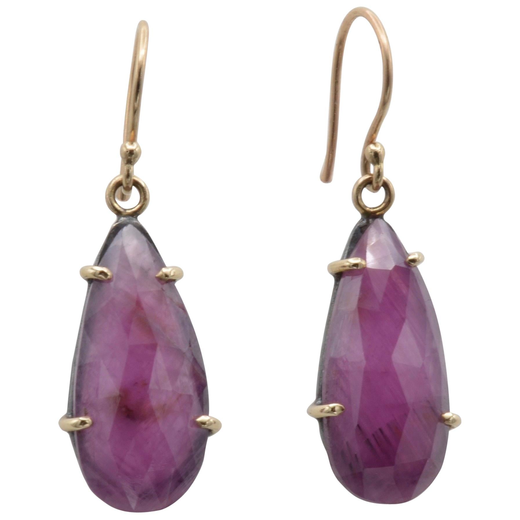 Ruby Drop Rose Cut Earring For Sale at 1stDibs