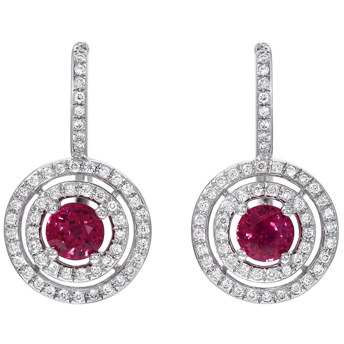 Ruby Earrings Rounds 1.21 Carats For Sale at 1stDibs