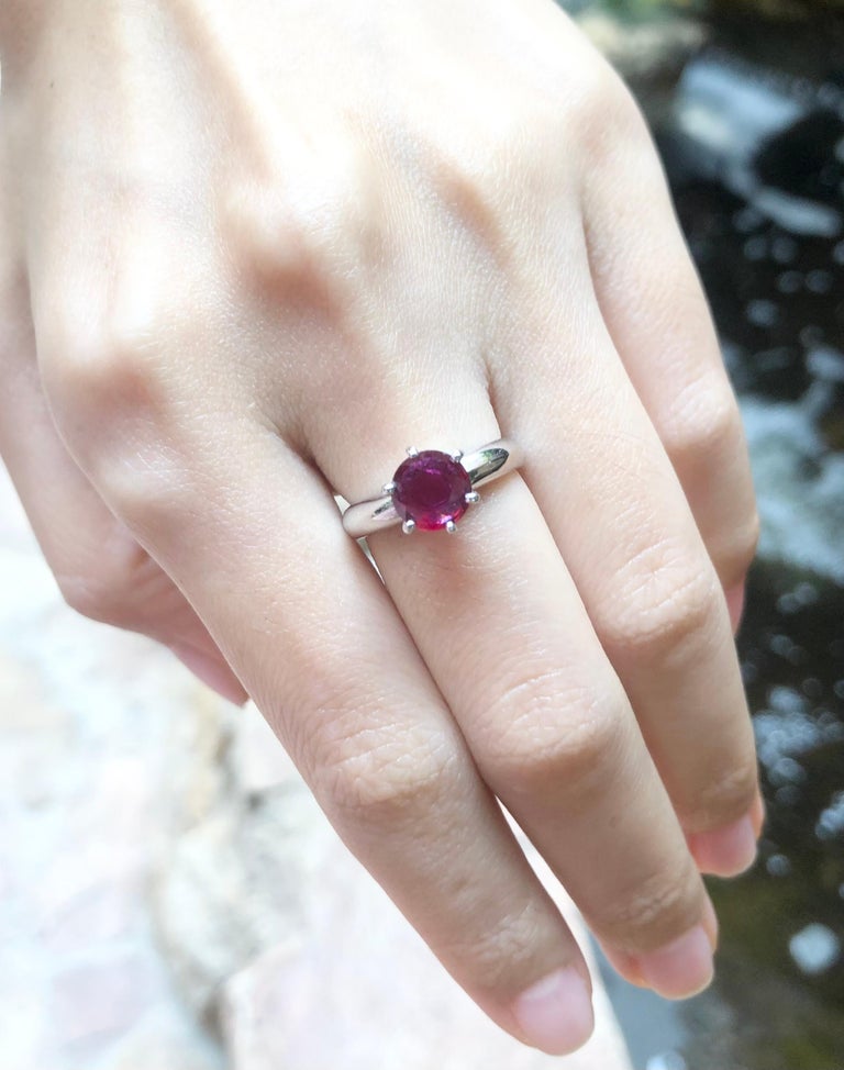 Ruby Engagement Ring Set in Platinum 950 Settings For Sale at 1stDibs