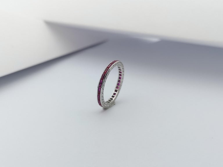 Ruby Eternity Ring Set in 18 Karat White Gold Settings For Sale at 1stDibs