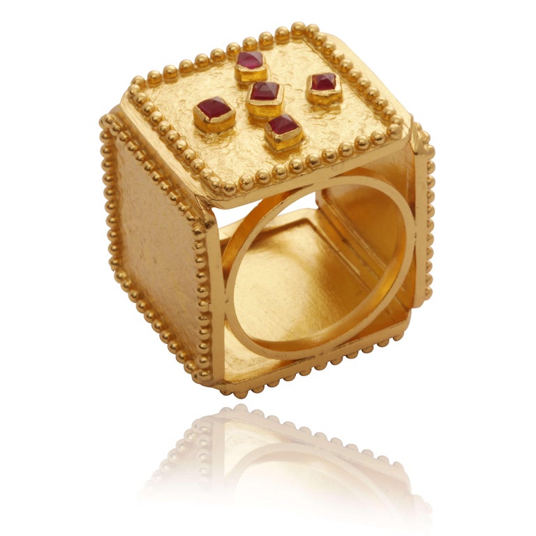 Ruby Geometric Dice Ring For Sale at 1stDibs