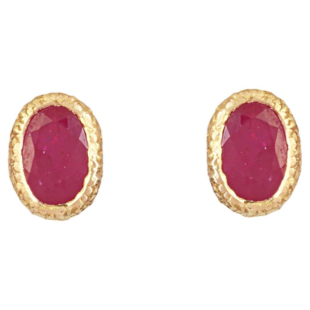 Diamond Ruby Light Earring in 18k gold For Sale at 1stDibs