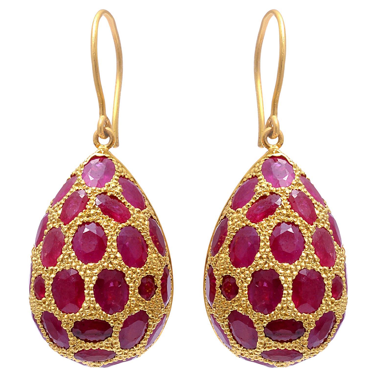 Diamond Ruby and Pearl Gold 925 sterling Silver Earring at 1stDibs