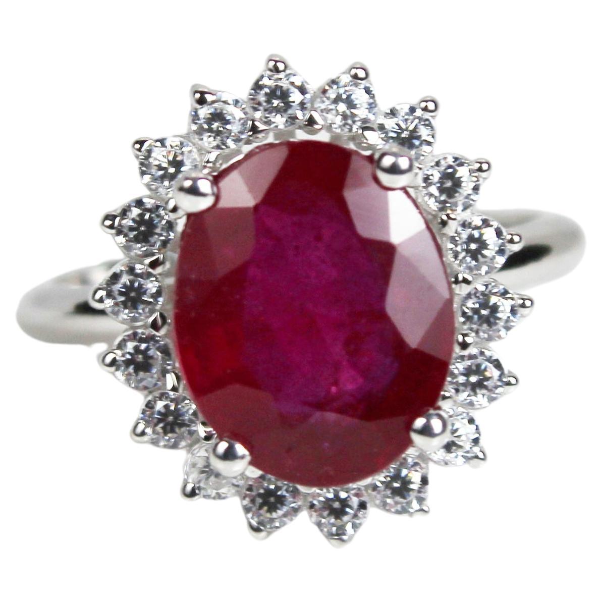 Ruby Halo Ring For Sale at 1stDibs