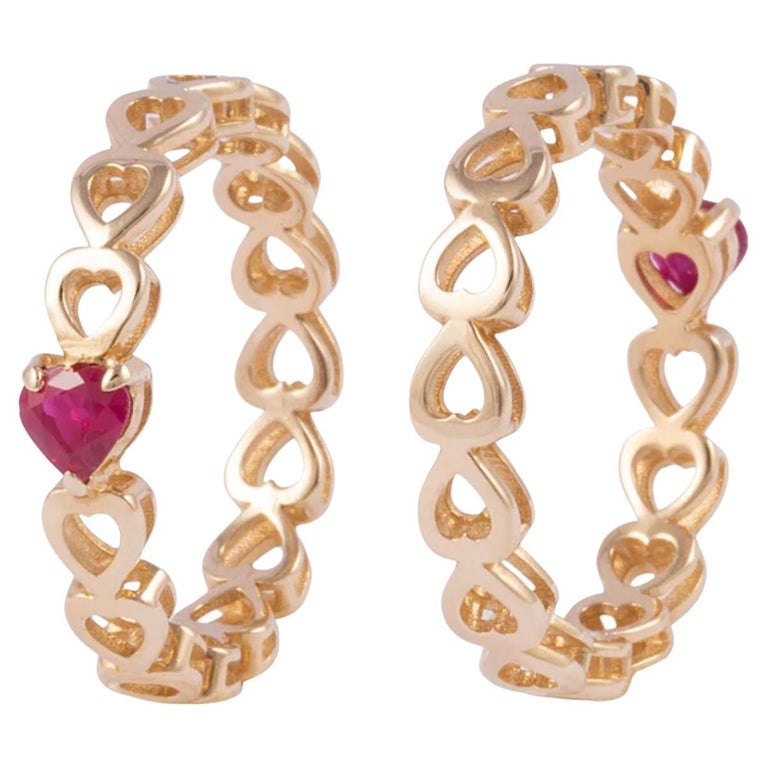 Ruby Heart Ring in 14K Yellow Gold For Sale at 1stDibs