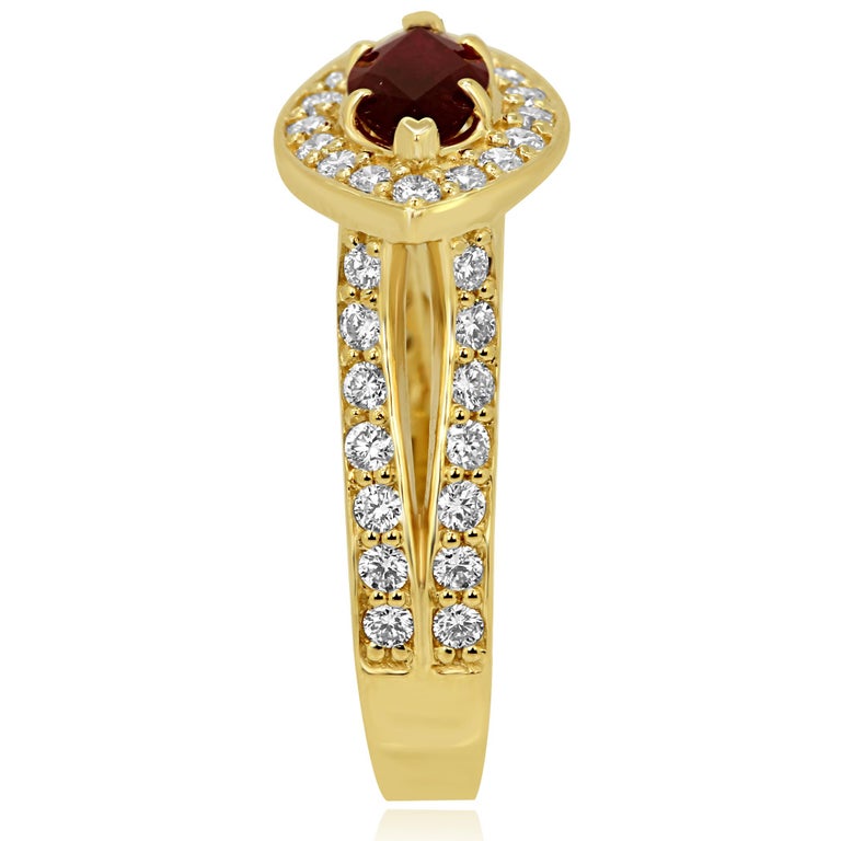 Ruby Marquise White Diamond Round Halo Yellow Gold Bridal Fashion ...