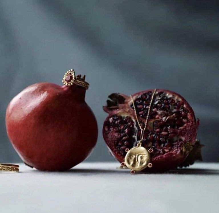 Ruby Moon Face Pendant Necklace, 18 Karat Yellow Gold at 1stDibs | ruby ...