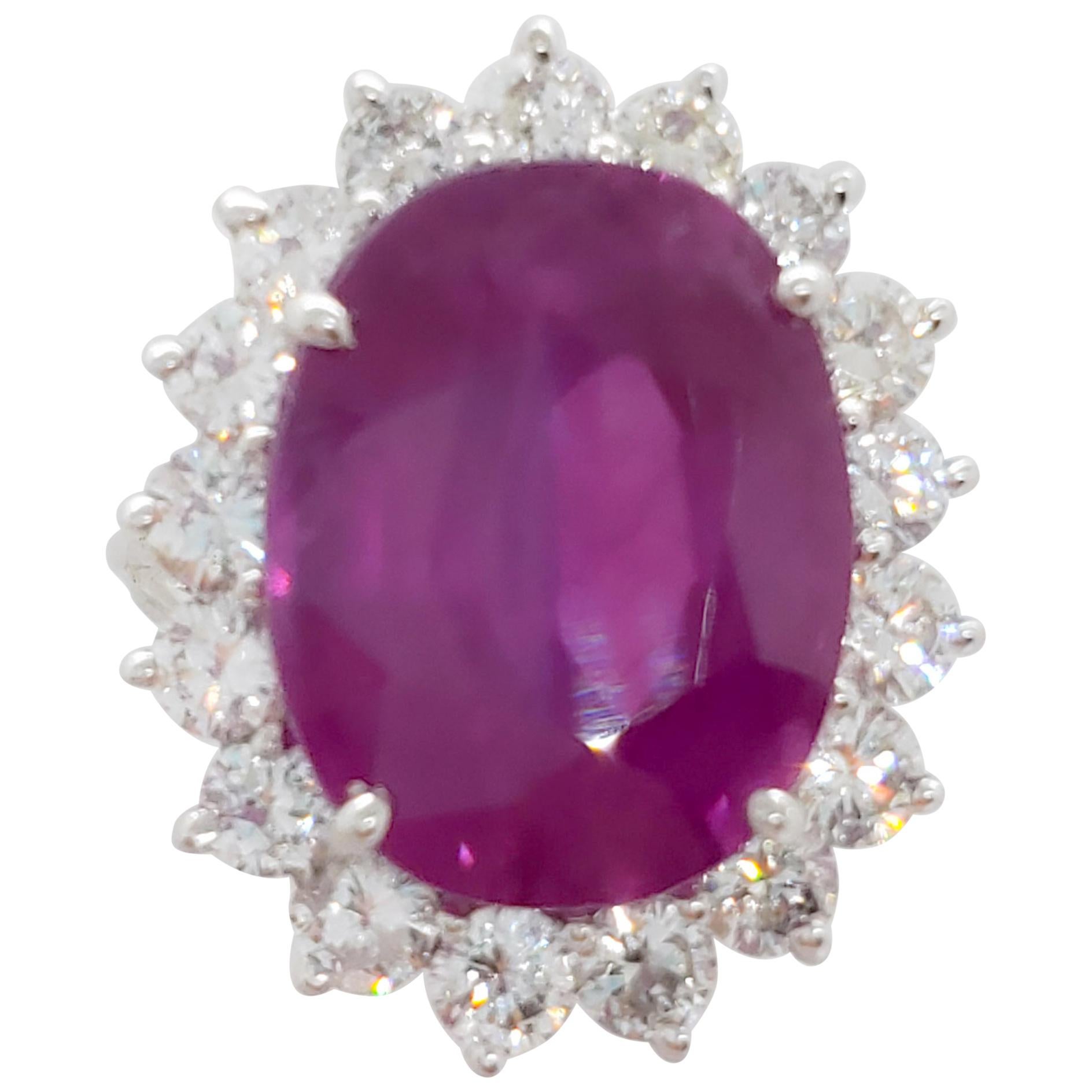 Spectra Fine Jewelry, 12.63 Carat Oval Ruby and Diamond 18 Karat White ...