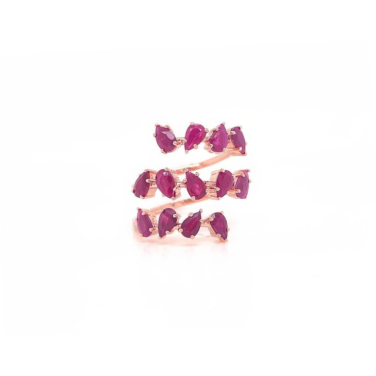 Ruby Pear Ring in 14K Gold For Sale at 1stDibs