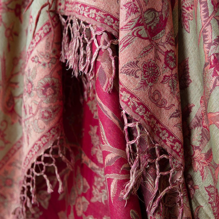 Ruby Red from Kashmir, a Cashmere Pashmina Tree of Life Coverlet or ...