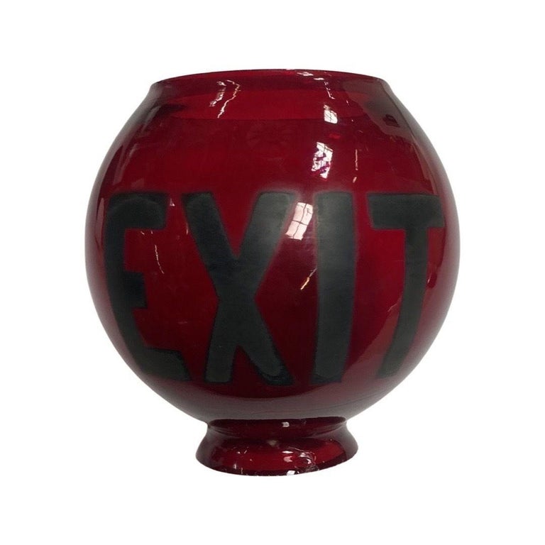 Ruby Red Glass Lightly Etched Antique Exit 2" Light Globe For Sale at ...