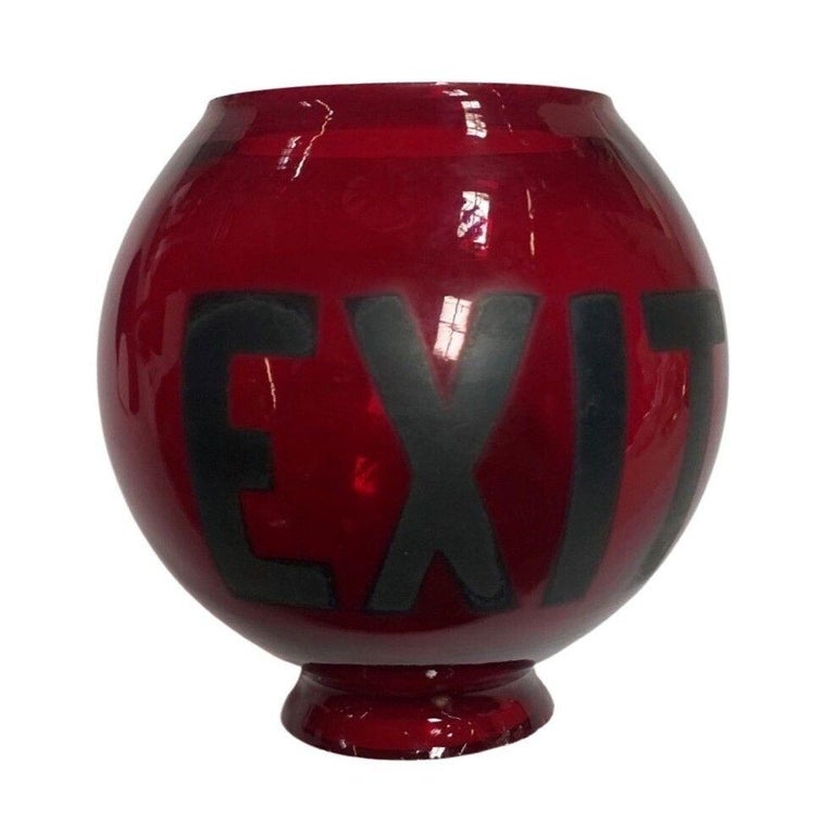 Ruby Red Glass Lightly Etched Antique Exit 2" Light Globe For Sale at ...