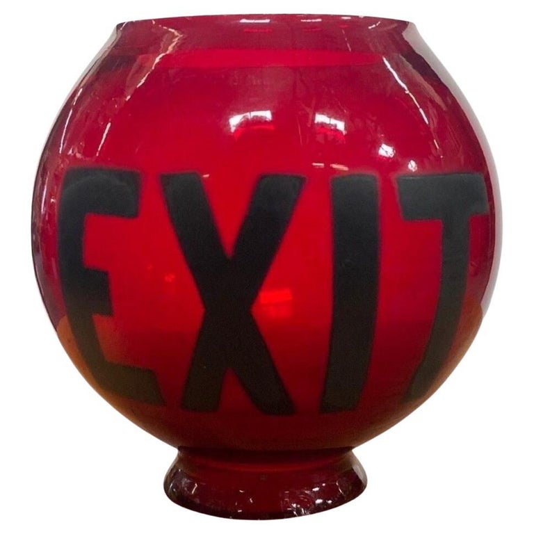 Ruby Red Glass Lightly Etched Antique Exit 2" Light Globe For Sale at ...