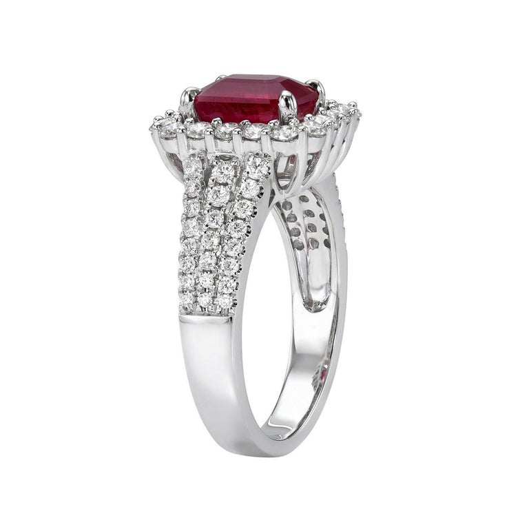 Ruby Ring 2.05 Carat Emerald Cut For Sale at 1stDibs
