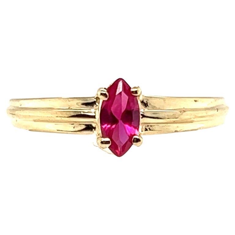 Ruby Ring .30ct Marquise Cut 10K Yellow Gold Brand New at 1stDibs