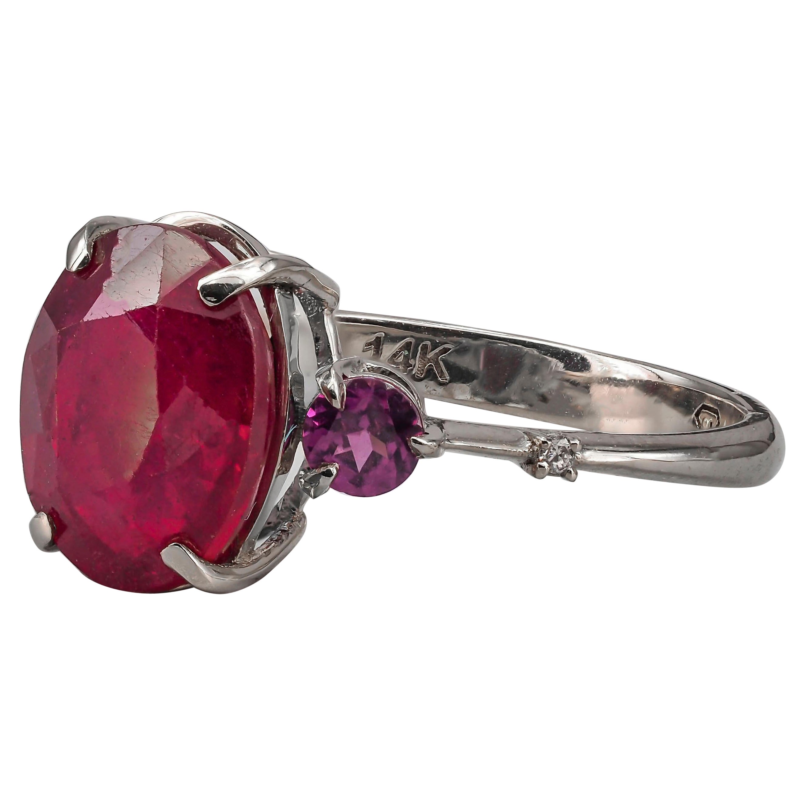 Ruby Ring in 14k Gold, Oval Ruby Ring, Solitaire Ring with Ruby at 1stDibs