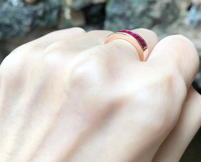 Ruby Ring Set in 18 Karat Rose Gold Settings For Sale at 1stDibs