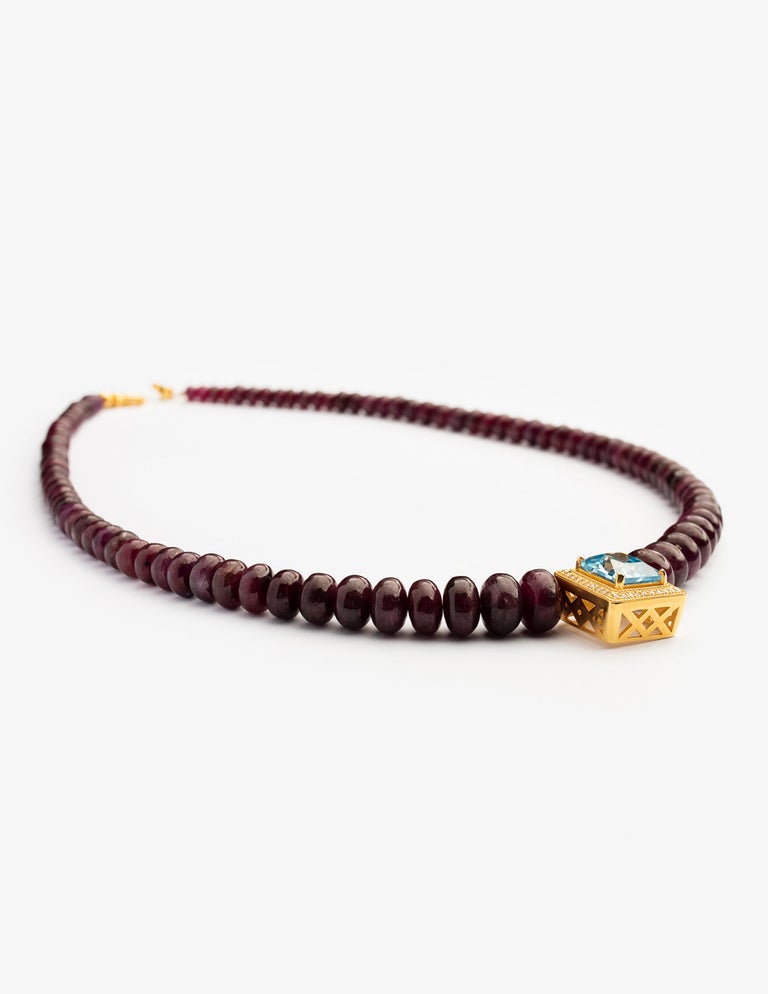 Ruby Rondelle Cut Gemstone Necklace For Sale at 1stDibs