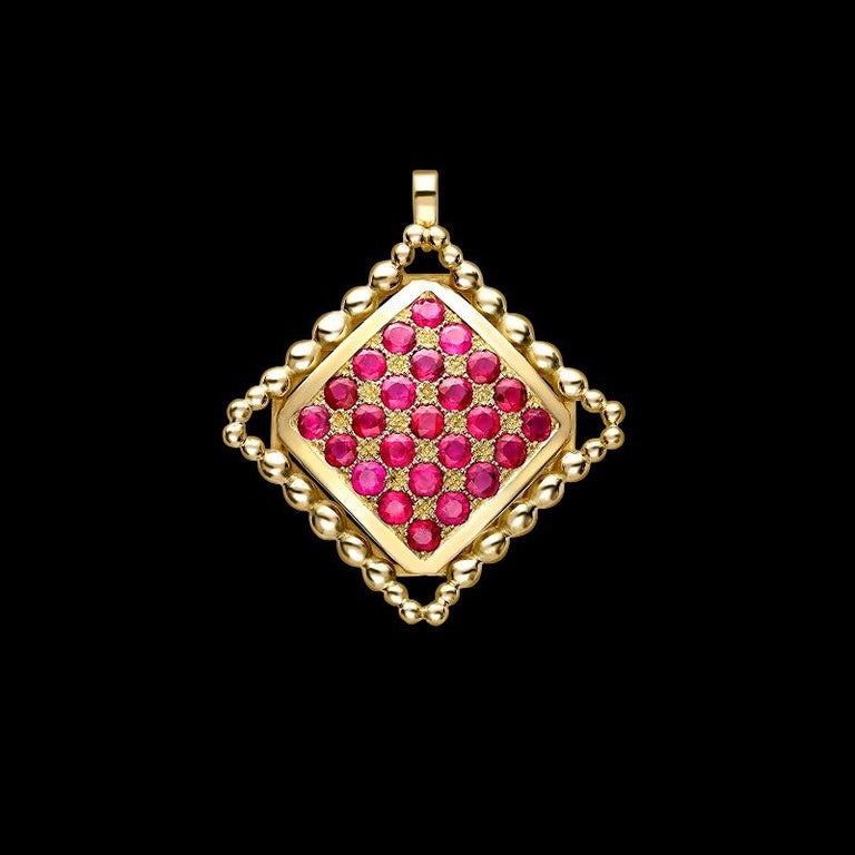 Louisa Westwood statement pendant - 18 gold, ruby, rubies, includes ...