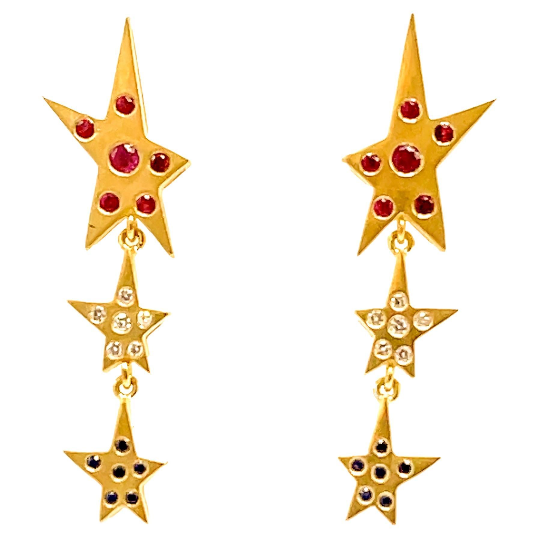 Chanel Gold Diamond Star Motif Drop Earrings at 1stDibs | diamond star ...