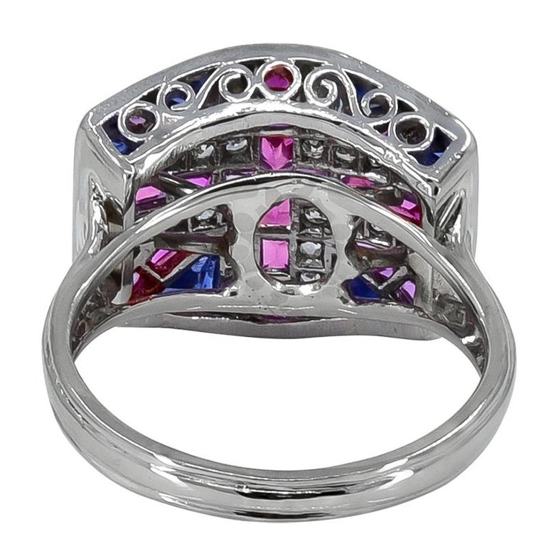 Ruby Sapphire and Diamond British Flag Ring at 1stDibs