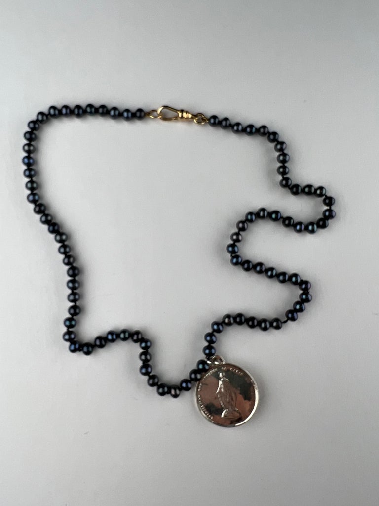 Ruby Silver Medal Sacred Heart Black Pearl Necklace Choker J Dauphin ...