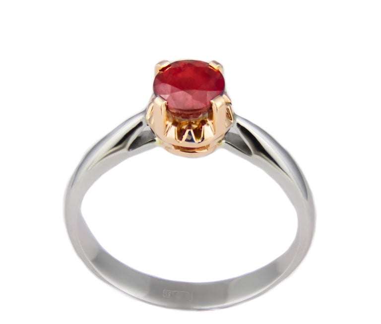 Customizable Ruby Soliter Ring in 14k Two Tone Gold, Ruby Engagement ...