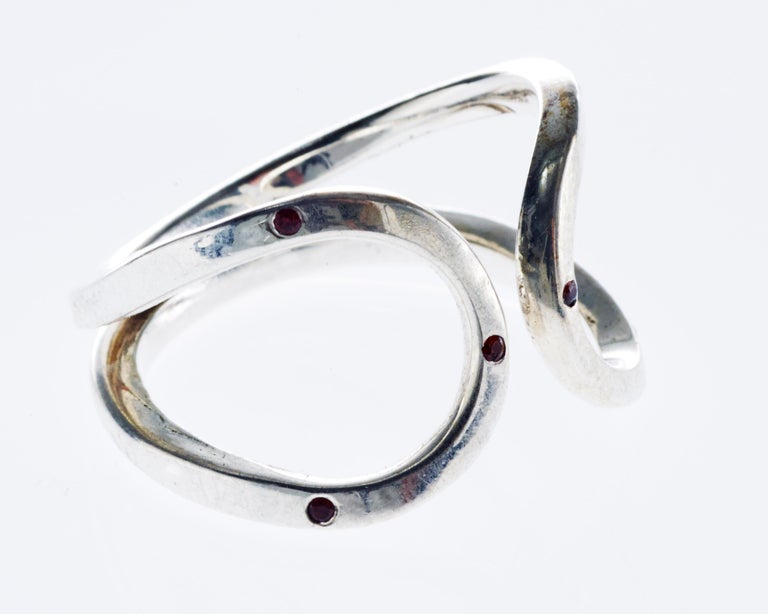 Ruby Sterling Silver Ring Cocktail Ring Open Resizable J Dauphin For Sale at 1stDibs
