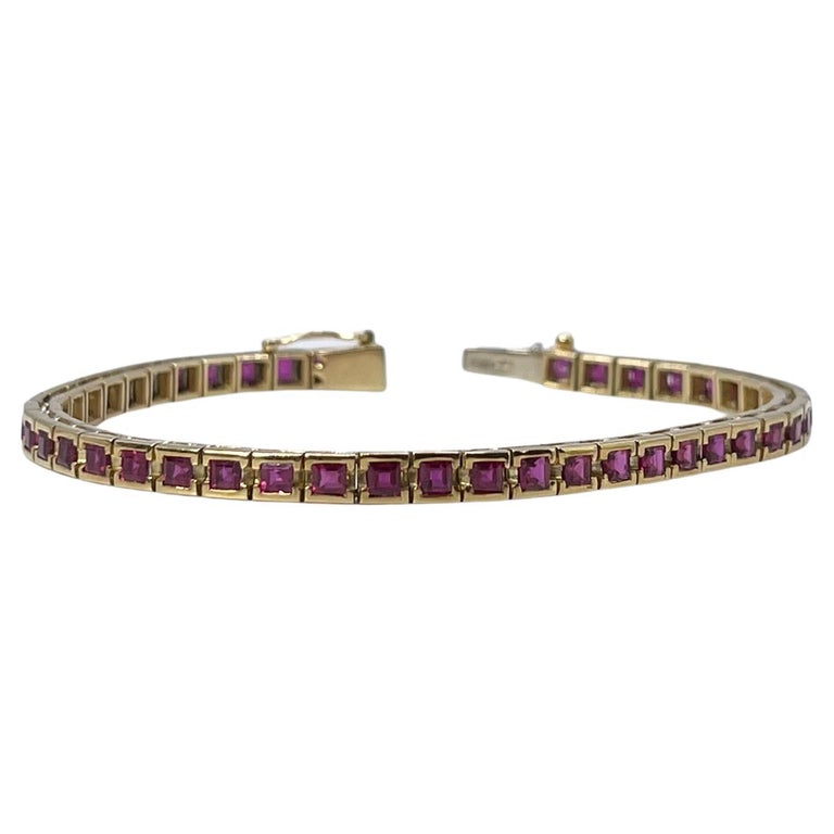 Ruby Tennis Bracelet Rare Princess Cut Natural Untreated Ruby Bracelet
