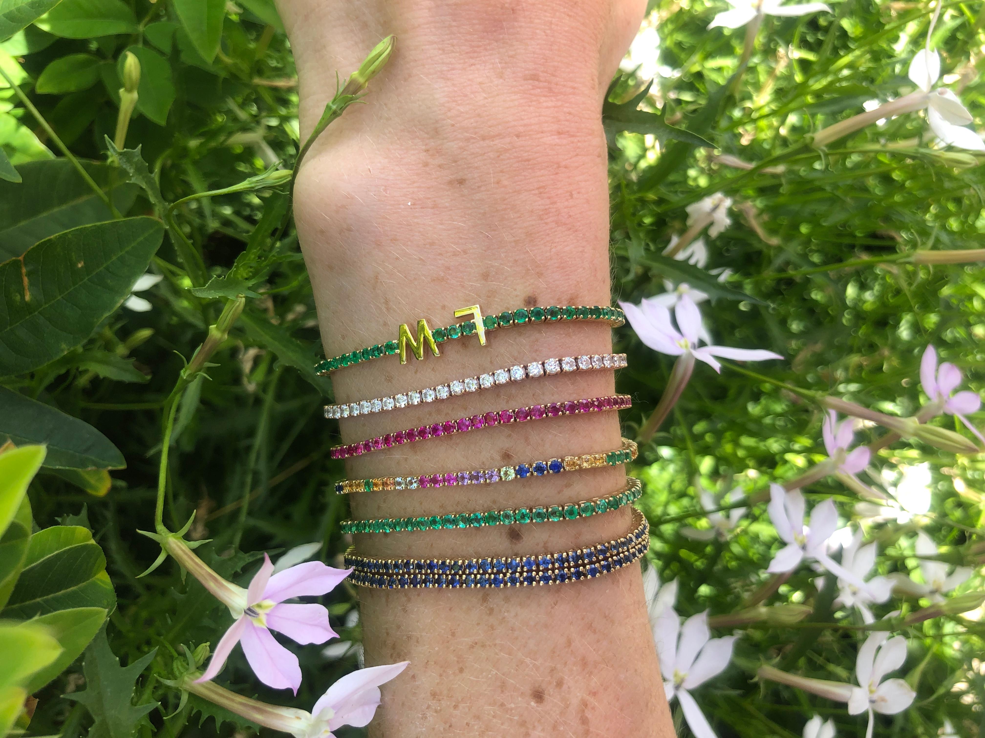 Ruby Tennis Necklace, Natural Round Rubies, 14k Yellow Gold For Sale at ...