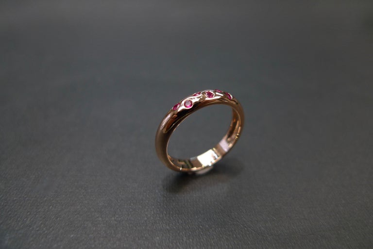 Customizable Ruby Wedding Band Polka Dot Ring in 18k Rose Gold For Sale ...