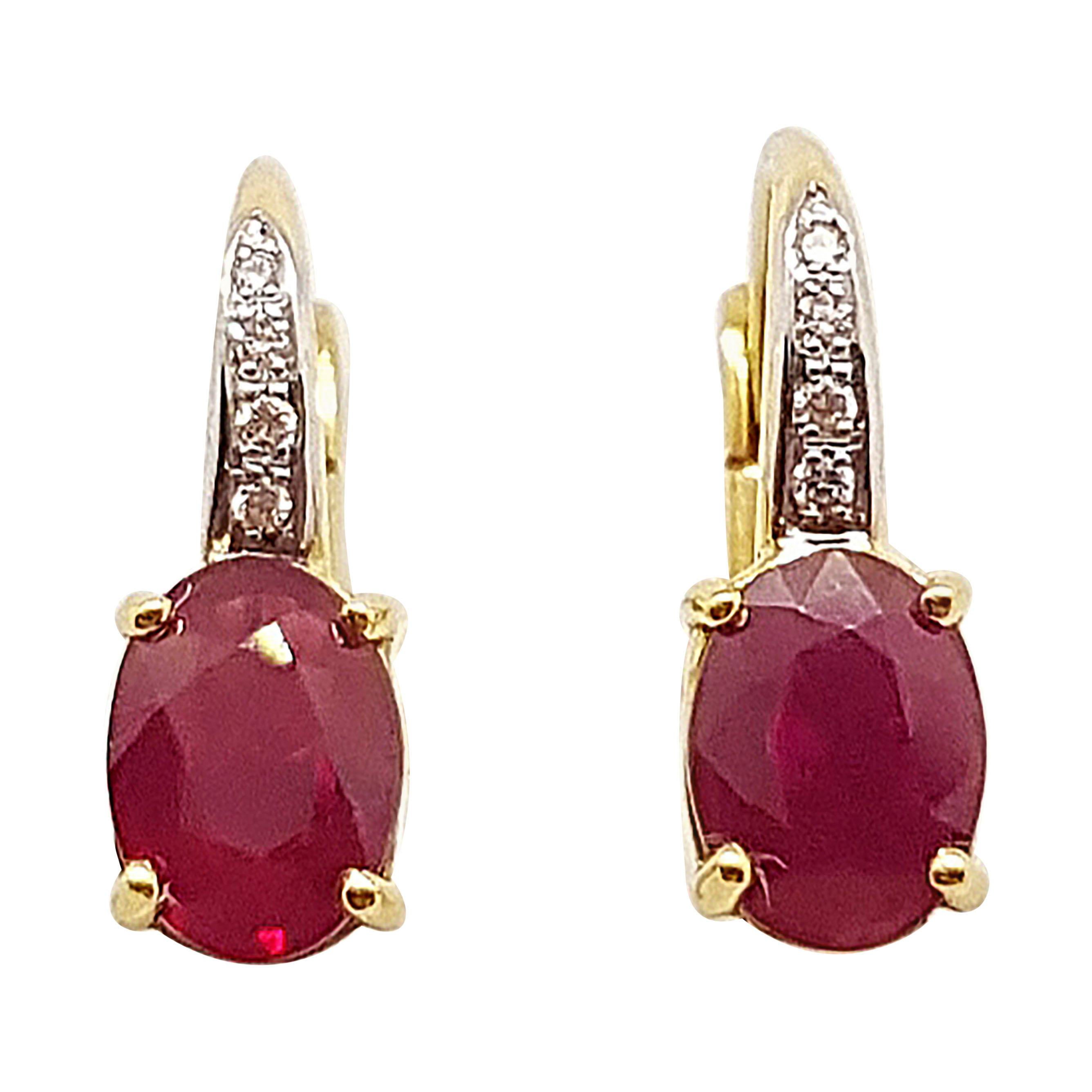 Ruby and Diamond Earrings Invisible Setting For Sale at 1stDibs