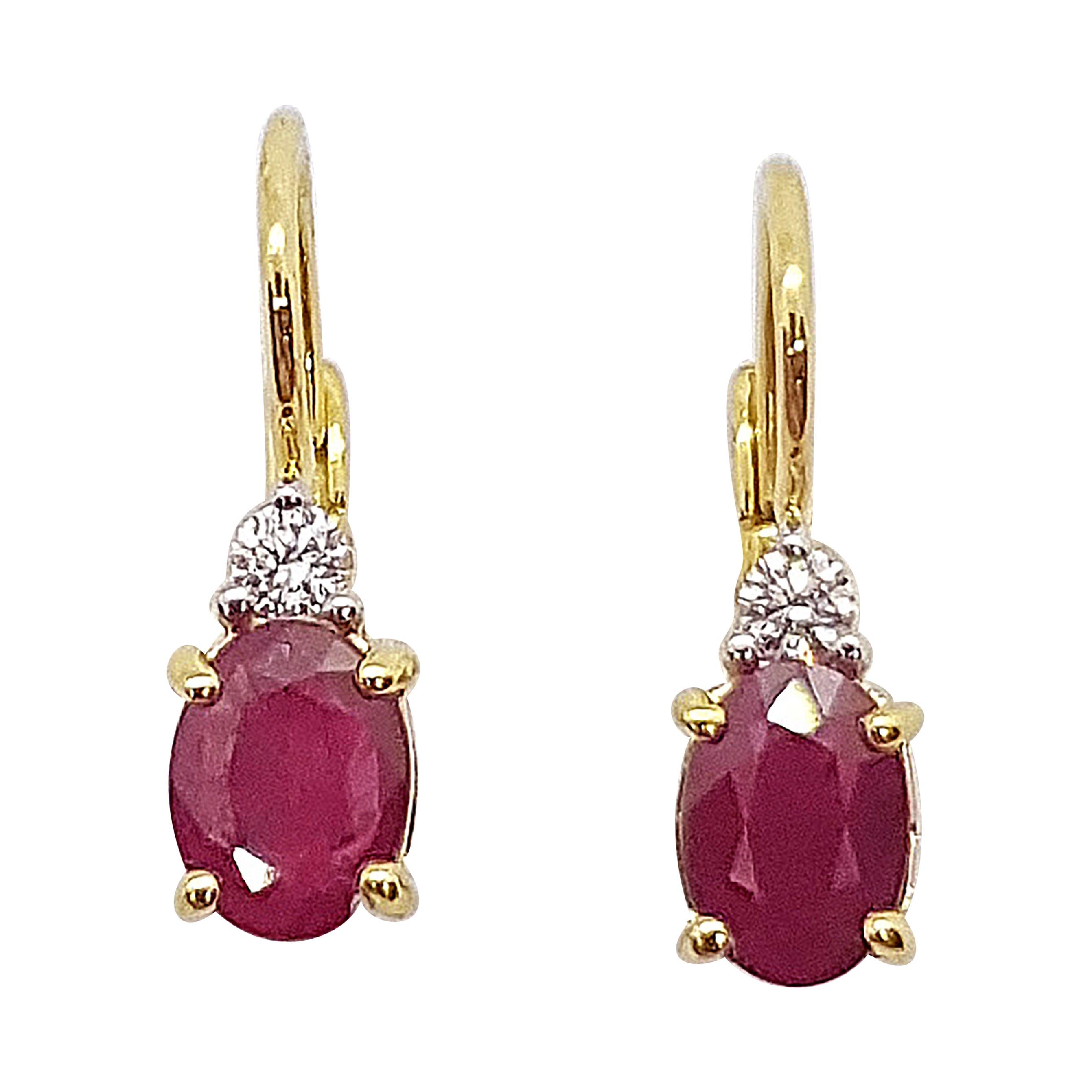 Ruby and Diamond Earrings Invisible Setting For Sale at 1stDibs