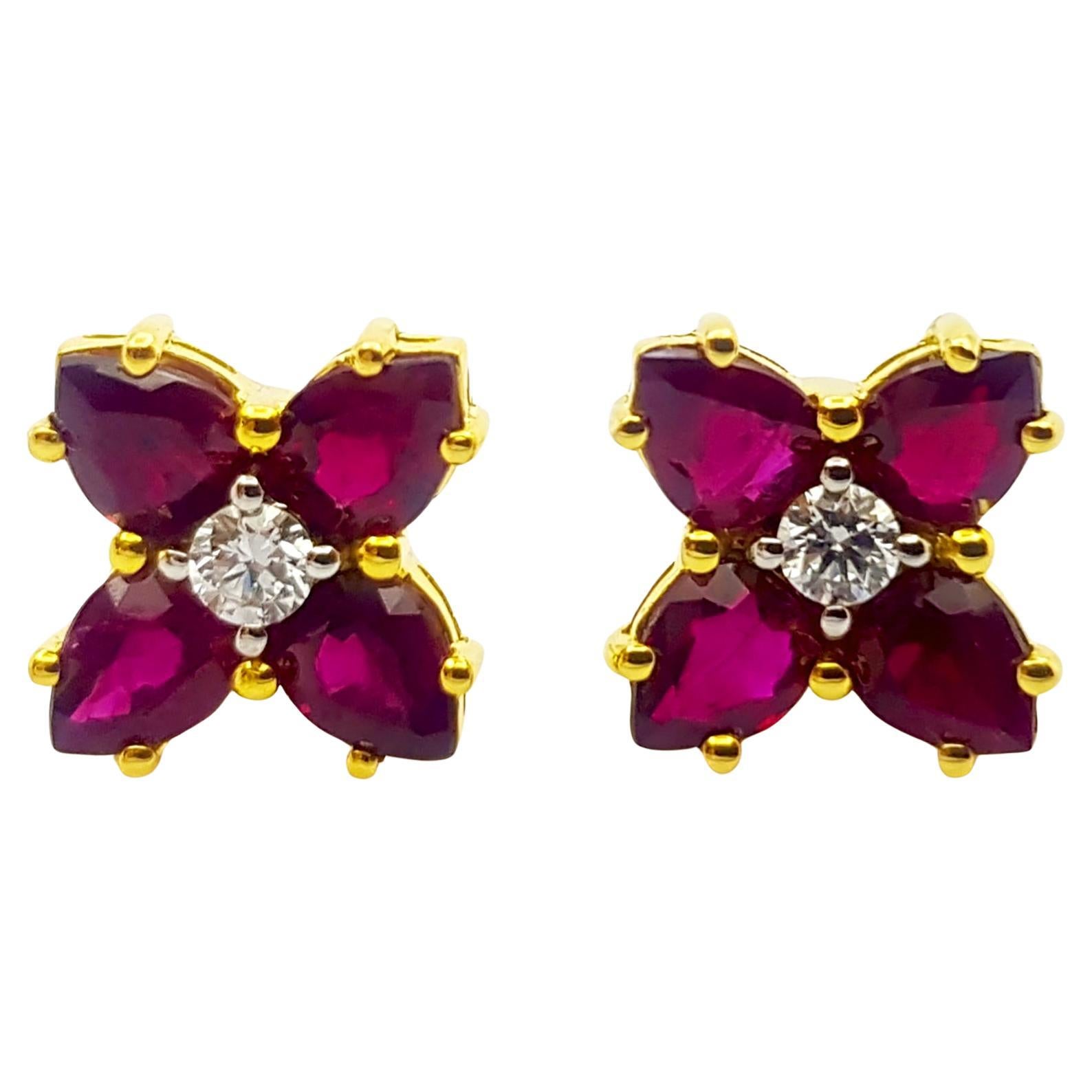 Ruby Earrings set in 18K White Gold Settings For Sale at 1stDibs