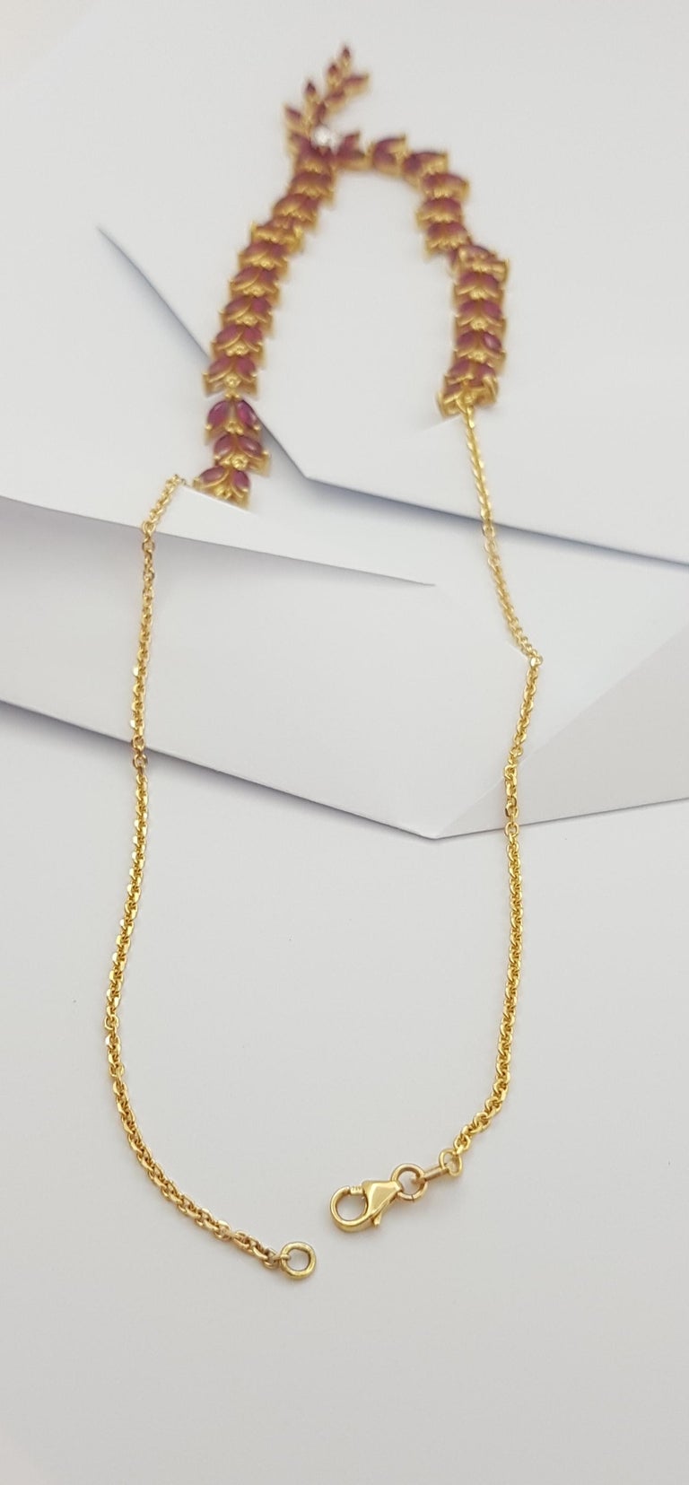 Ruby with Diamond Necklace Set in 18 Karat Gold Setting For Sale at 1stDibs