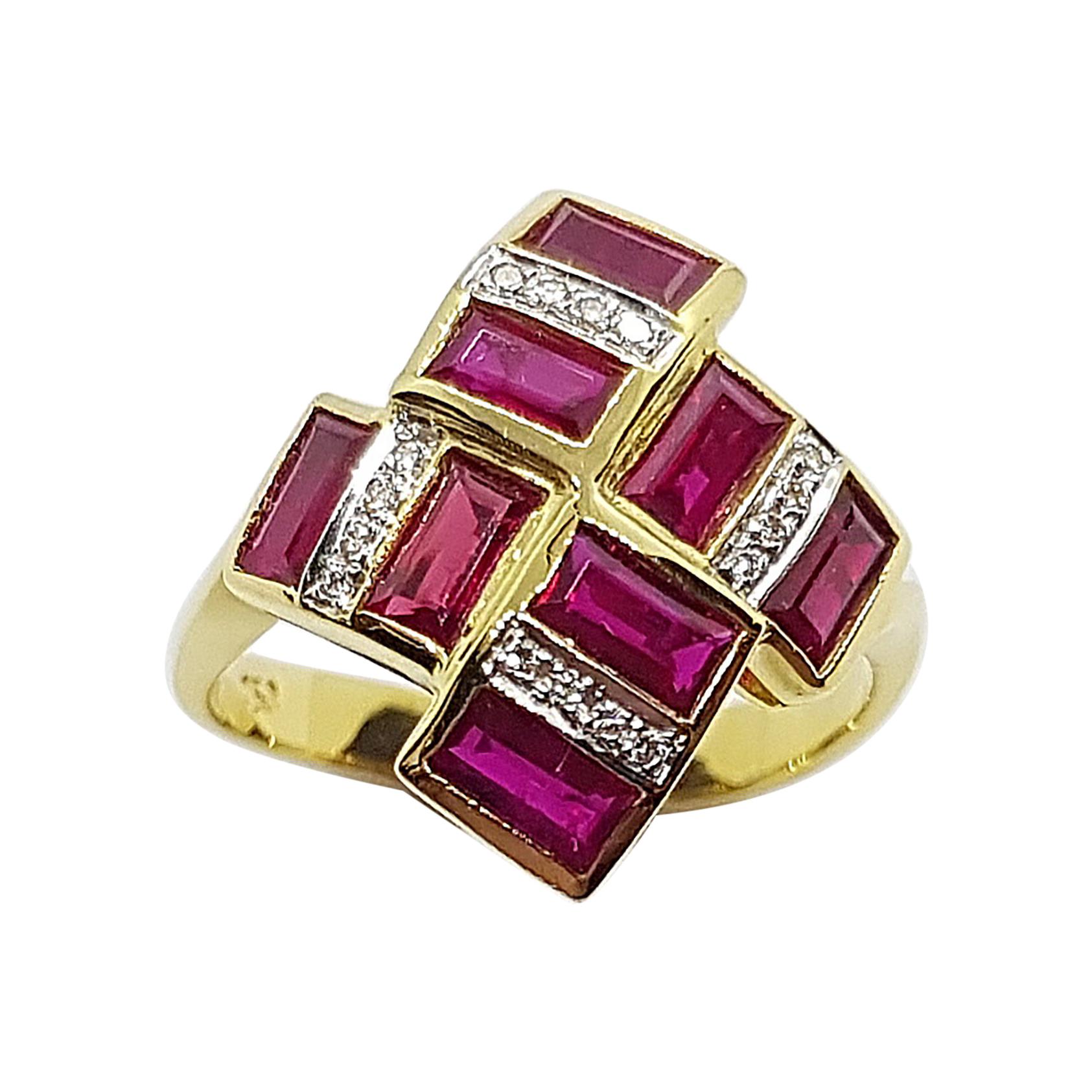 Ruby with Diamond Ring Set in 18 Karat Gold Settings at 1stDibs